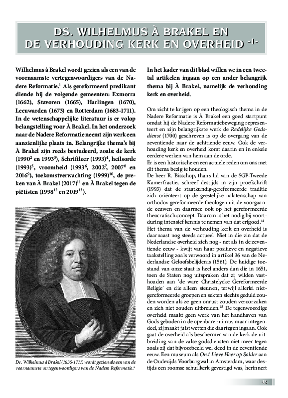 (PDF) Wilhelmus A Brakel (1635-1711) en de verhouding kerk en overheid ...