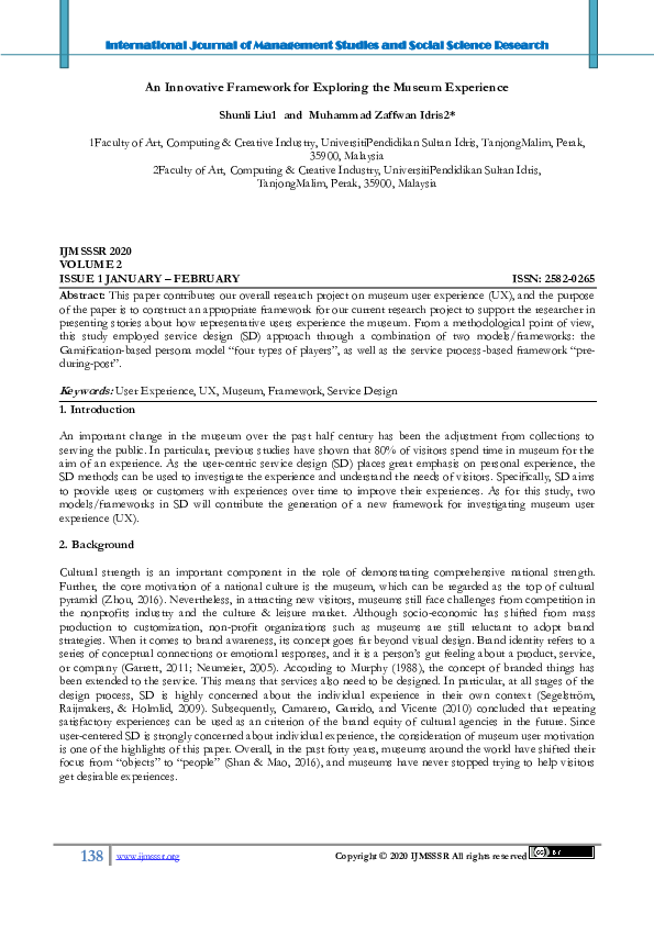 (PDF) An Innovative Framework for Exploring the Museum Experience