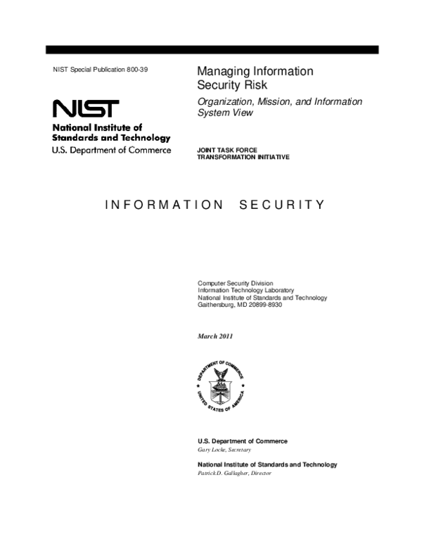 (PDF) Managing Information Security Risk Organization, Mission, and ...