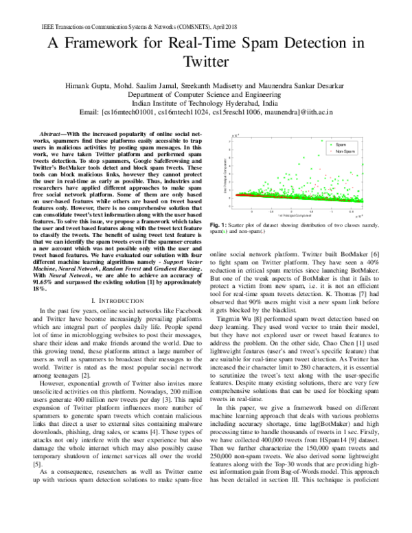 Pdf A Framework For Real Time Spam Detection In Twitter