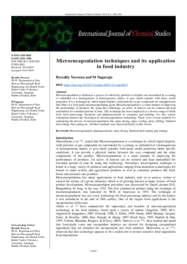 (PDF) Microencapsulation techniques and its application in food ...