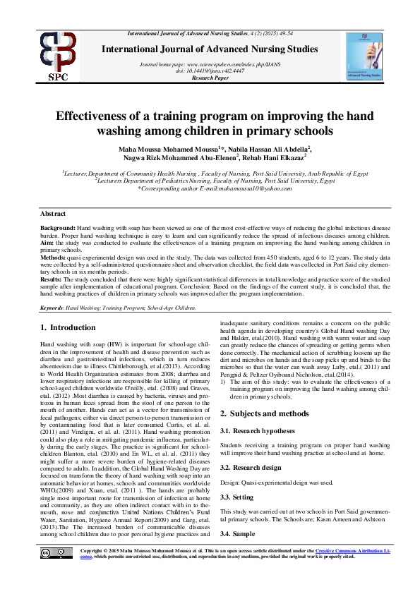 (PDF) International Journal of Advanced Nursing Studies Effectiveness ...