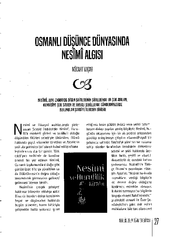 (PDF) Osmanlı Düşünce Dünyasında Nesimi Algısı