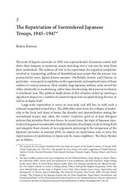 (PDF) The Repatriation of Surrendered Japanese Troops, 1945-47