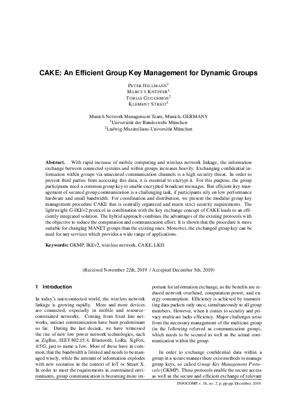 (PDF) CAKE: An Efficient Group Key Management for Dynamic Groups