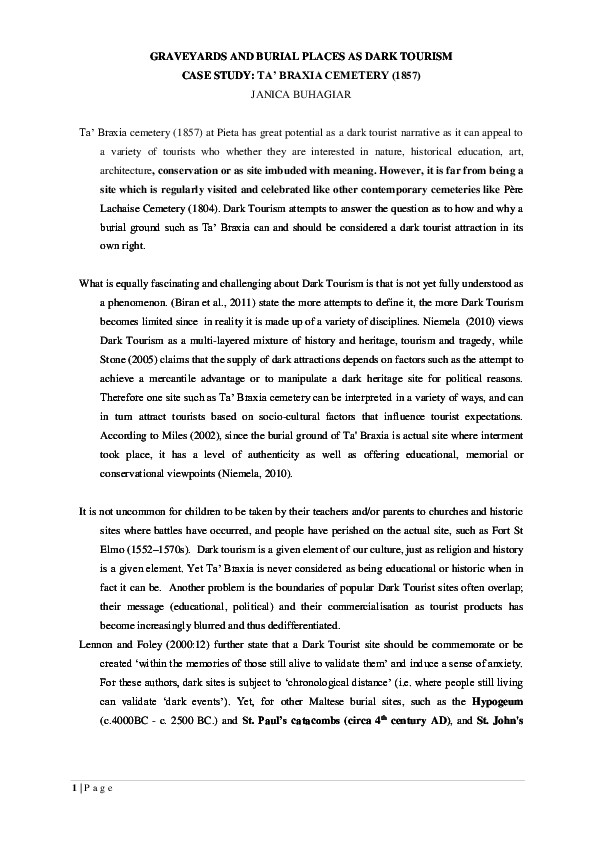 (DOC) GRAVEYARDS AND BURIAL PLACES AS DARK TOURISM CASE STUDY: TA ...