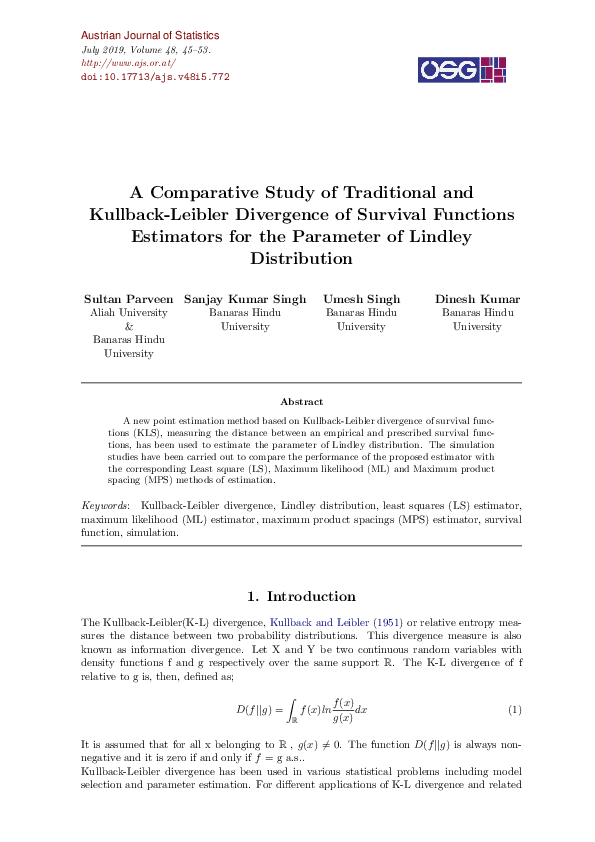 (PDF) A Comparative Study of Traditional and Kullback-Leibler ...