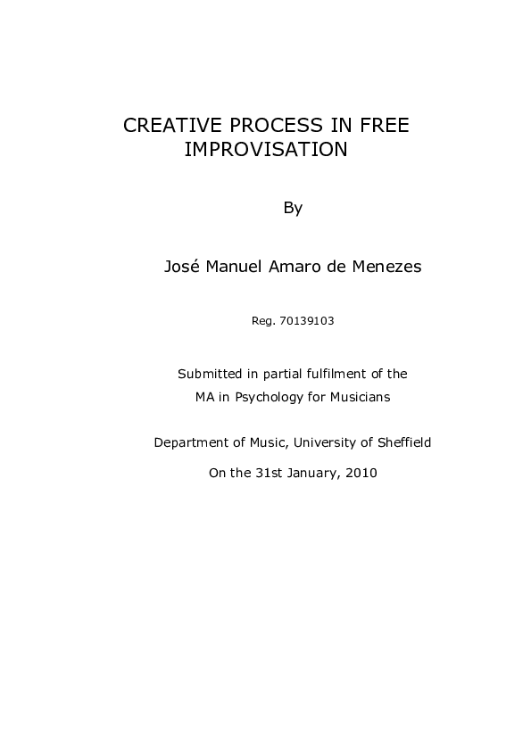 (PDF) Creative Process in Free Improvisation