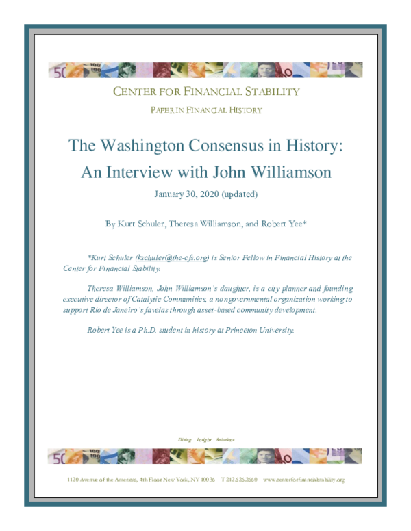 (PDF) The Washington Consensus in History: An Interview with John Williamson
