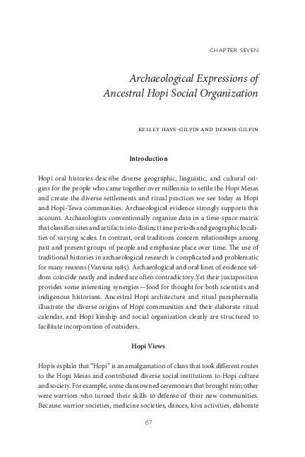(PDF) Archaeological Expressions of Ancestral Hopi Social Organization