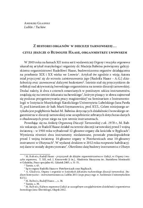 (PDF) Z historii organów w diecezji tarnowskiej… czyli jeszcze o ...