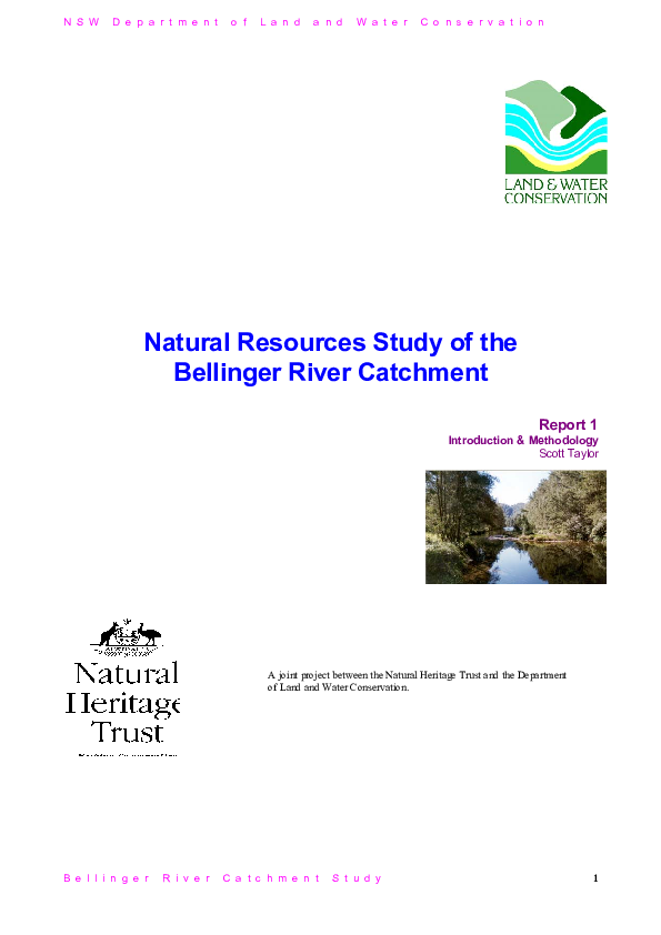 (PDF) Natural Resources Study of the Bellinger River Catchment - Report 1 - Intoduction and ...