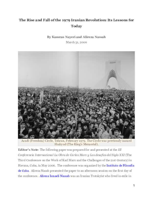 (PDF) The Rise and Fall of the 1979 Iranian Revolution- Its Lessons for ...