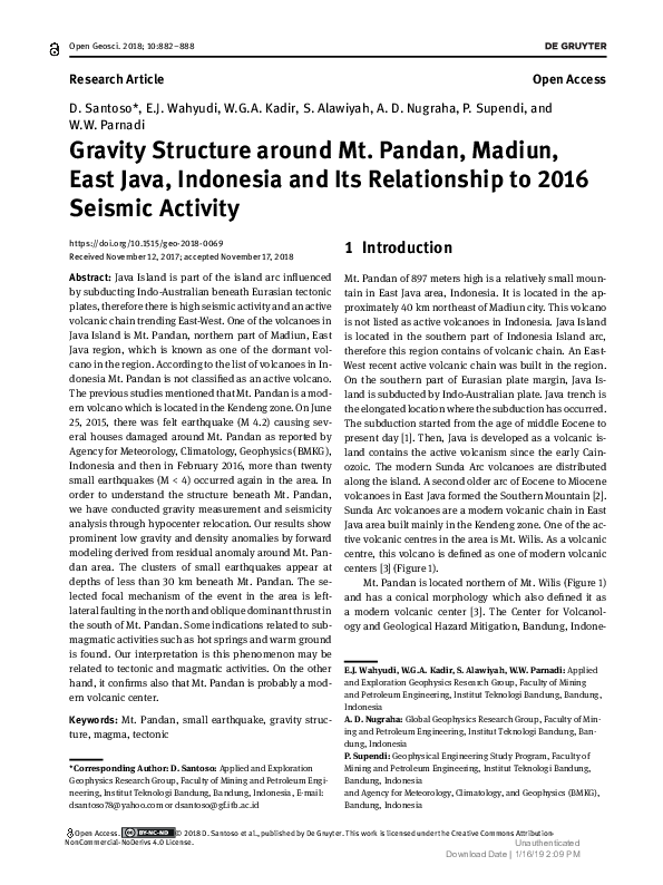 (PDF) Gravity Structure around Mt. Pandan, Madiun, East Java, Indonesia ...