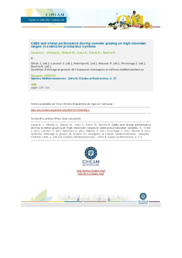 (PDF) Cattle and sheep performance during summer grazing on high ...