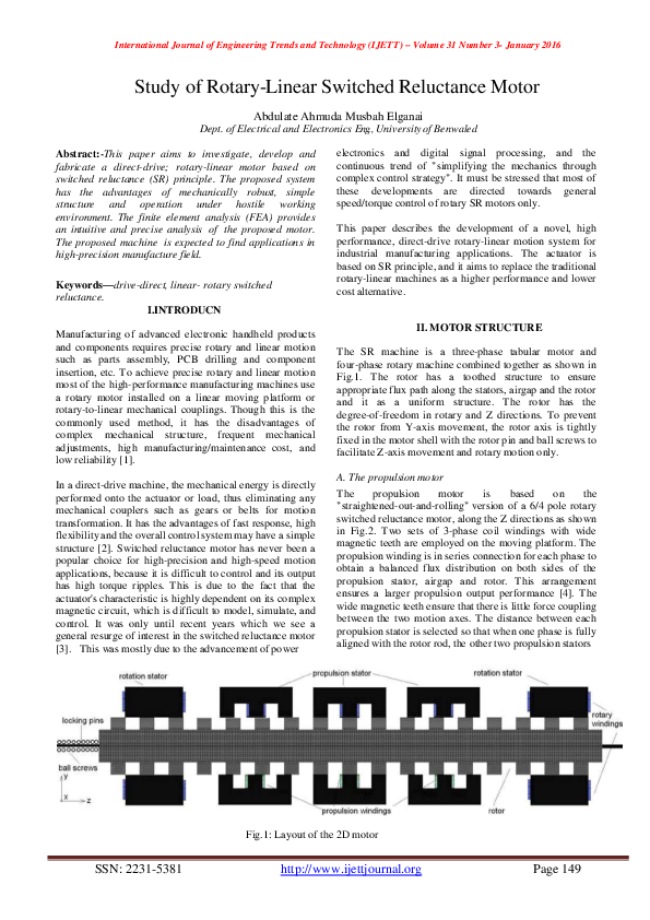 (PDF) Study of Rotary-Linear Switched Reluctance Motor