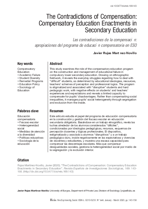 (PDF) The Contradictions of Compensation: Compensatory Education ...