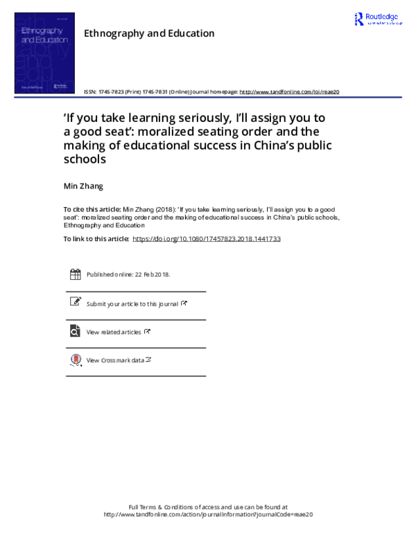 (PDF) ‘If you take learning seriously, I’ll assign you to a good seat ...