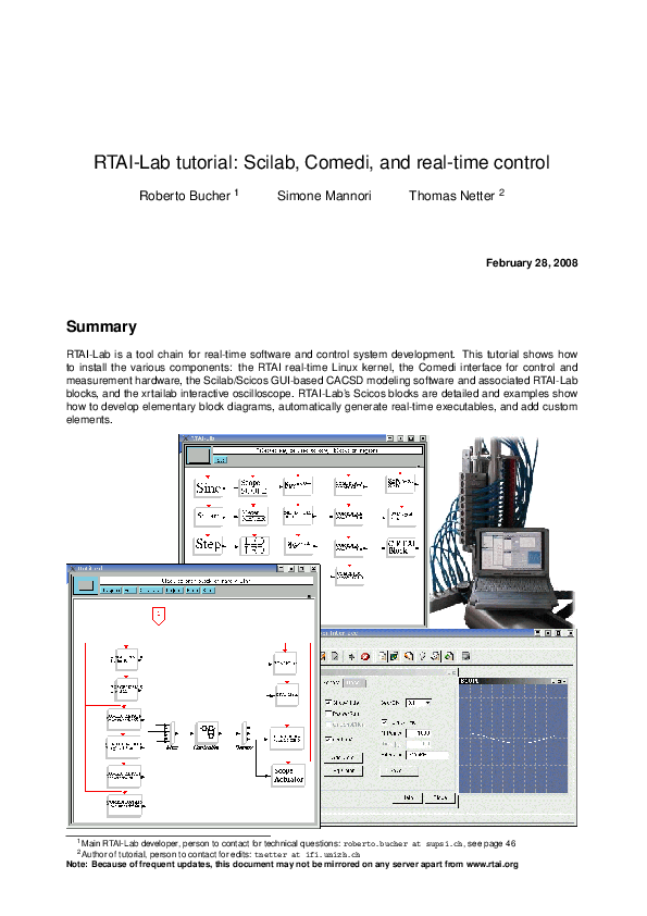 (PDF) RTAI-Lab tutorial: Scilab, Comedi, and real-time control