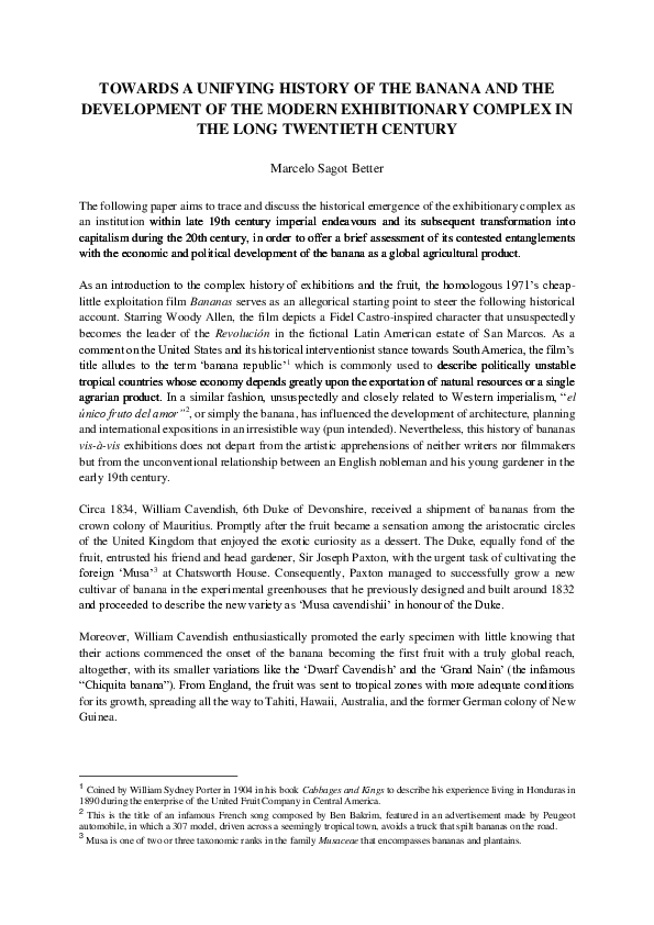 (PDF) Towards a unifying History of the Banana and the Modern ...