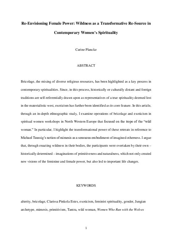 (PDF) Re-Envisioning Female Power: Wildness as a Transformative Re ...