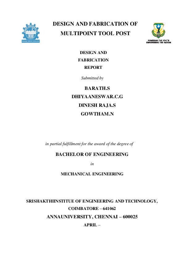 (DOC) DESIGN AND FABRICATION OF MULTIPOINT TOOL POST DESIGN AND ...