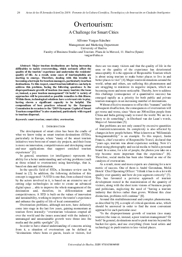 (PDF) Overtourism: A Challenge for Smart Cities
