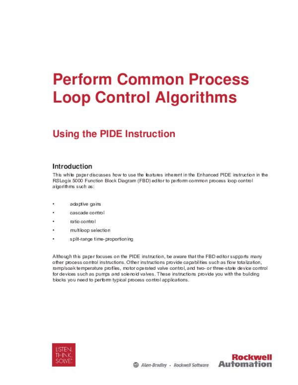 (PDF) Perform Common Process Loop Control Algorithms Using the PIDE ...