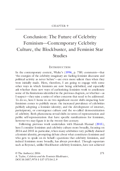 (PDF) Chapter 9 Conclusion: The Future of Celebrity Feminism-Contemporary Celebrity Culture, the ...