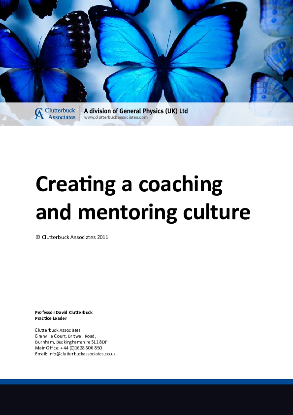 (PDF) Professor David Clutterbuck Practice Leader Creating a coaching and mentoring culture
