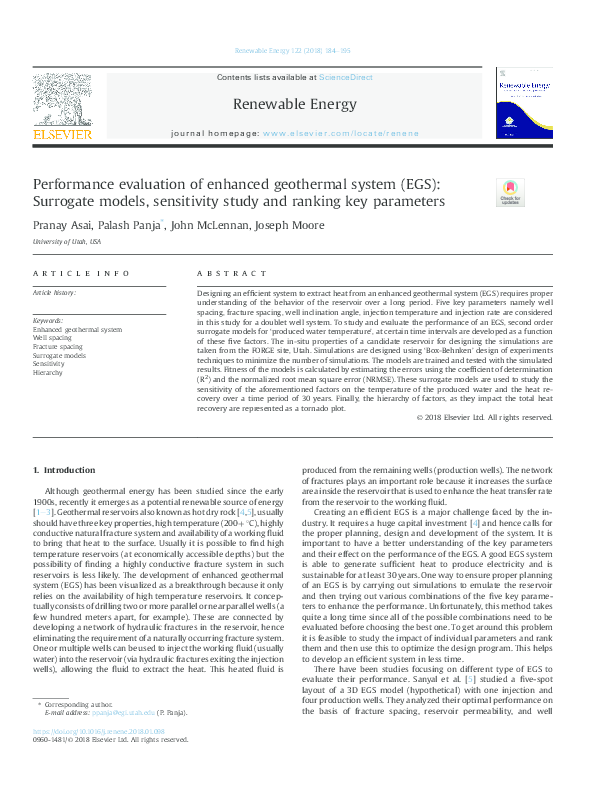 (PDF) Performance evaluation of enhanced geothermal system (EGS ...