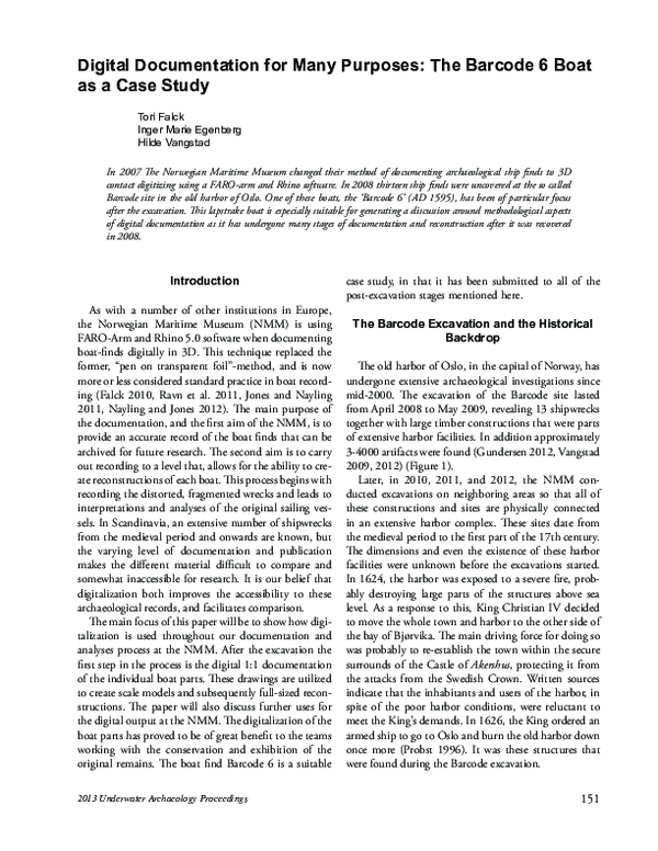 (PDF) Digital Documentation for Many Purposes: The Barcode 6 Boat as a ...