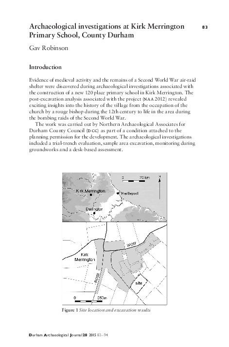 (PDF) Archaeological investigations at Kirk Merrington Primary School ...
