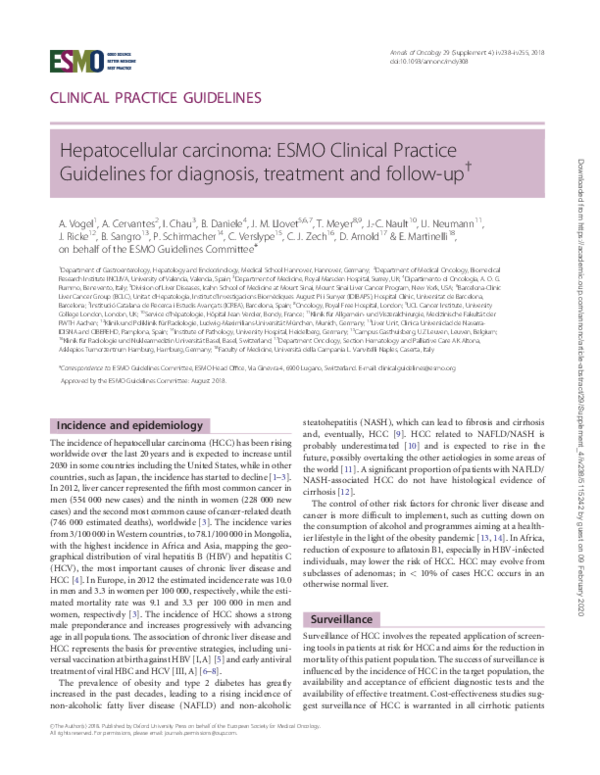 (PDF) Hepatocellular carcinoma: ESMO Clinical Practice Guidelines for diagnosis, treatment and ...