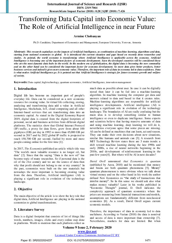 (PDF) Transforming Data Capital into Economic Value: The Role of ...