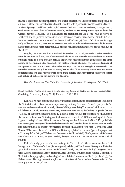 (PDF) Review of: Writing and Rewriting the Story of Solomon in Ancient ...
