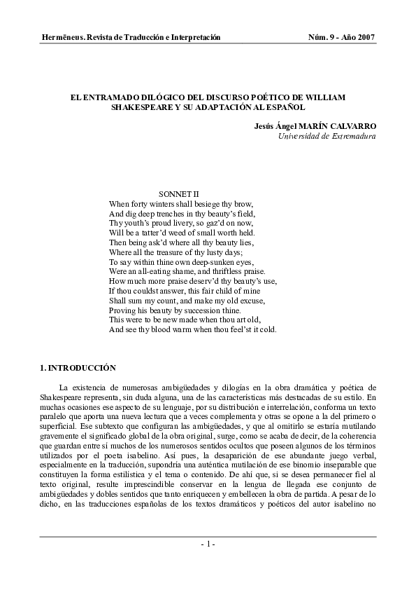 (PDF) El entramado dilógico del discurso poético de William Shakespeare ...
