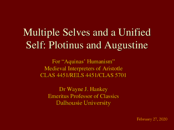 (PPT) Multiple and a Single Self: Plotinus and Augustine