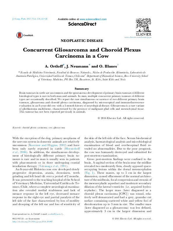 (PDF) NEOPLASTIC DISEASE Concurrent Gliosarcoma and Choroid Plexus ...