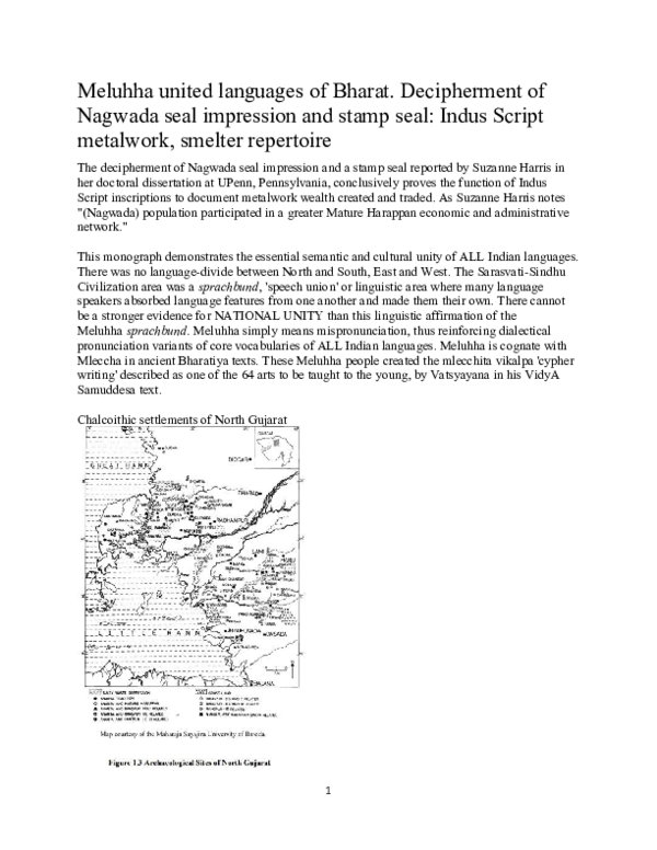 (PDF) Meluhha united languages of Bharat. Decipherment of Nagwada seal ...