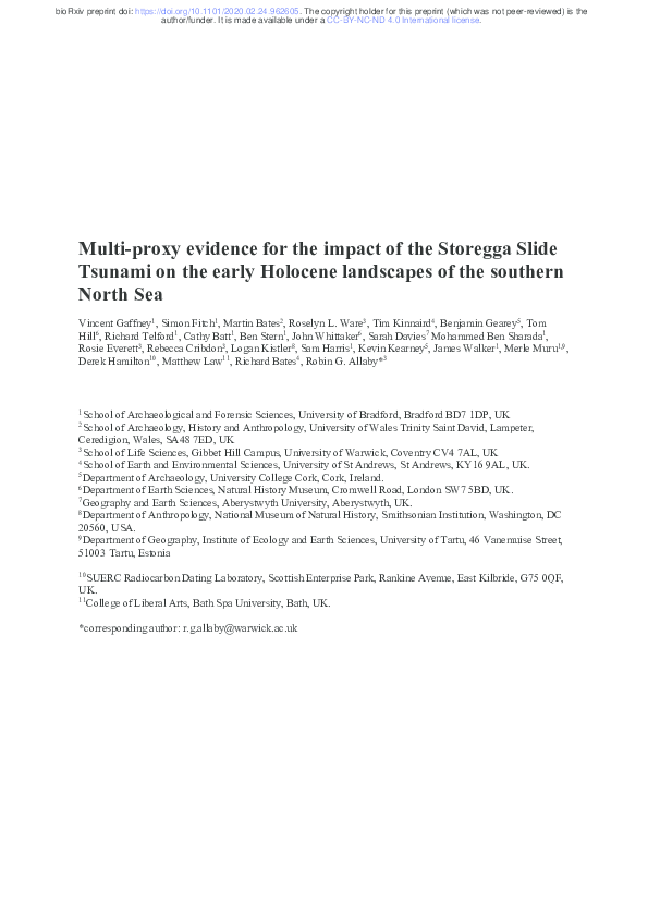 (PDF) Multi-proxy evidence for the impact of the Storegga Slide Tsunami ...