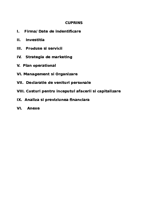 (DOC) Model concurs PLAN de AFACERI start up