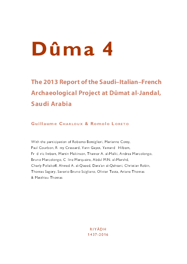 (PDF) Dûma 4. The 2013 Report of the Saudi–Italian–French ...