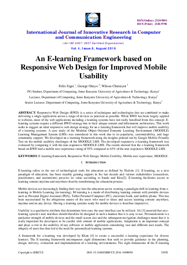 Pdf An E Learning Framework Based On Responsive Web Design For Improved Mobile Usability
