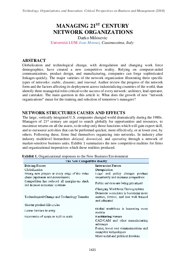 (PDF) Managing 21st century network organizations