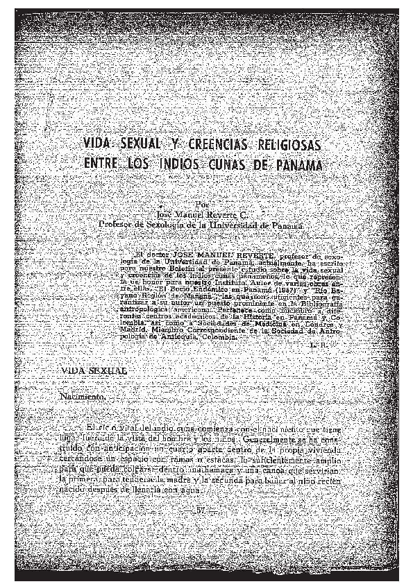 (PDF) Vida sexual y creencias religiosas entre los indios cunas de ...