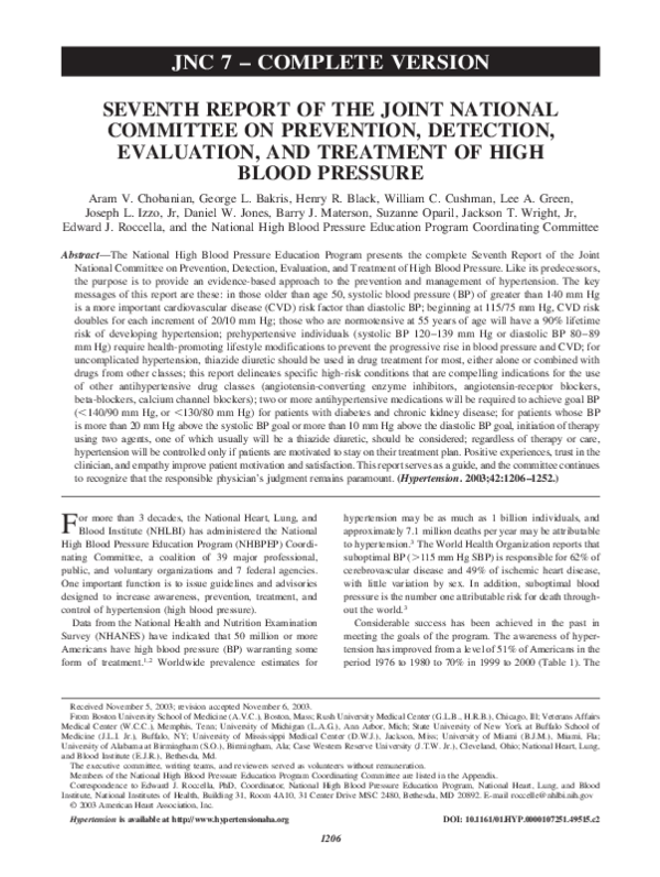 (PDF) SEVENTH REPORT OF THE JOINT NATIONAL COMMITTEE ON PREVENTION ...