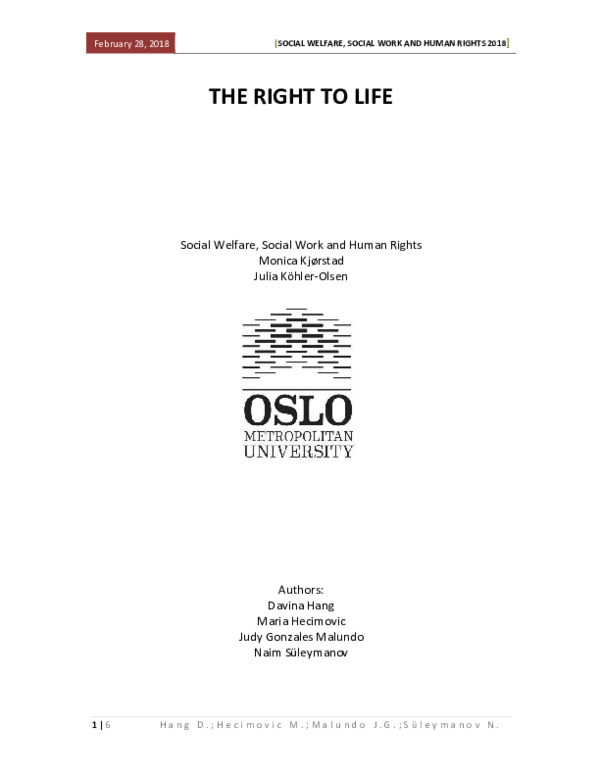 (PDF) THE RIGHT TO LIFE
