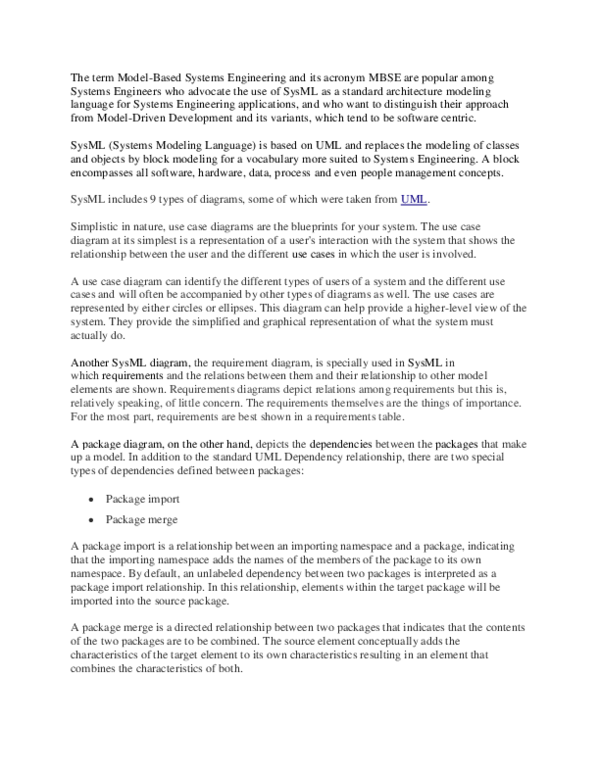 (DOC) SysML Classes | Model-Based Systems Engineering