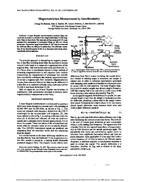 (PDF) Magnetostriction Measurement by Interferometry